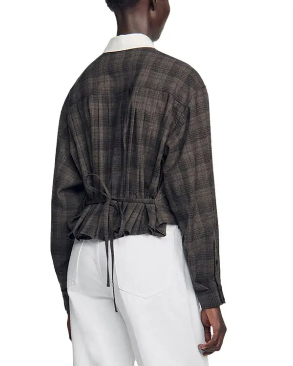 Sandro Dakota Contrast Collar Pleated Back Shirt
