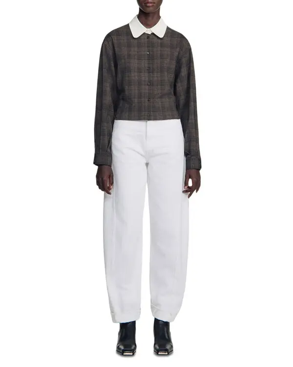 Sandro Dakota Contrast Collar Pleated Back Shirt