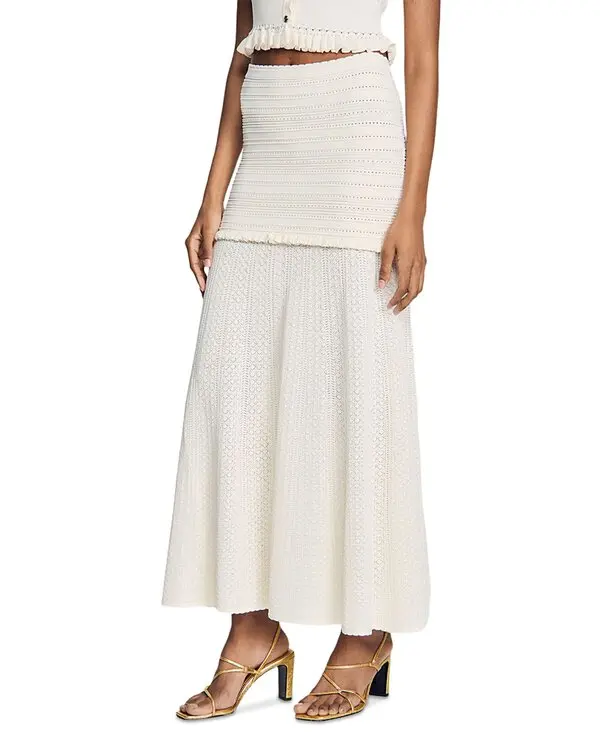 Sandro Cassalara Mixed Pointelle Knit Maxi Skirt