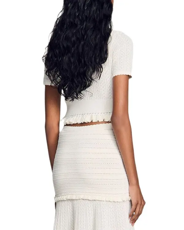 Sandro Cassalara Mixed Pointelle Knit Maxi Skirt