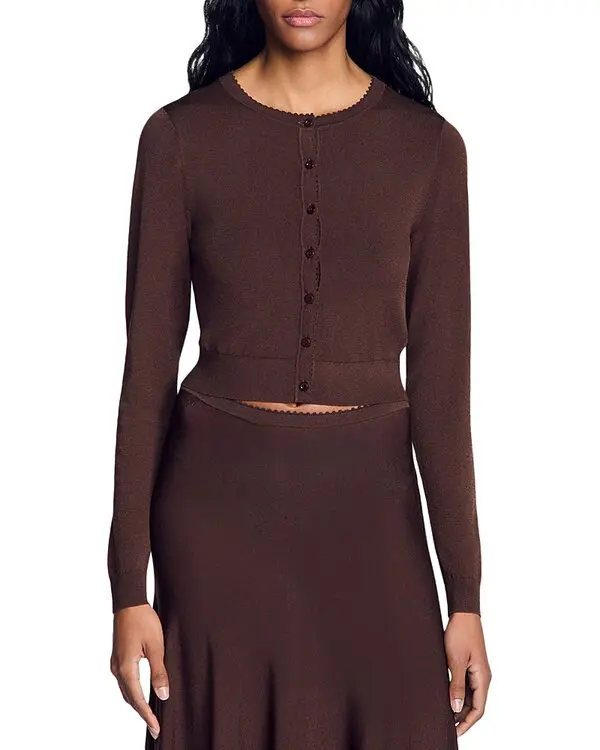 Sandro Giovanni Semi Sheer Cropped Cardigan
