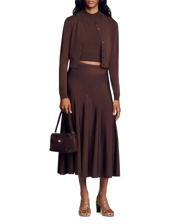 Sandro Giovanni Semi Sheer Cropped Cardigan