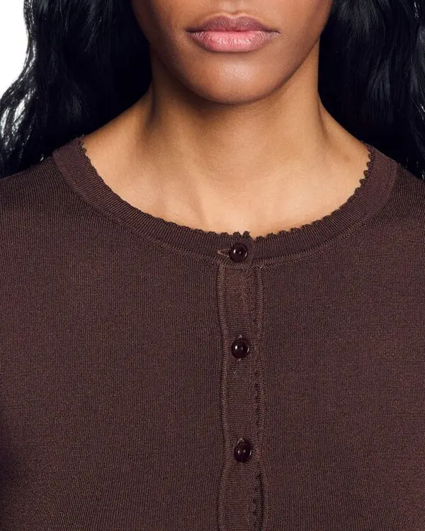 Sandro Giovanni Semi Sheer Cropped Cardigan