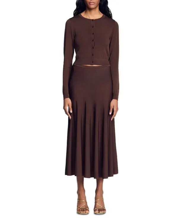 Sandro Giovanni Semi Sheer Cropped Cardigan