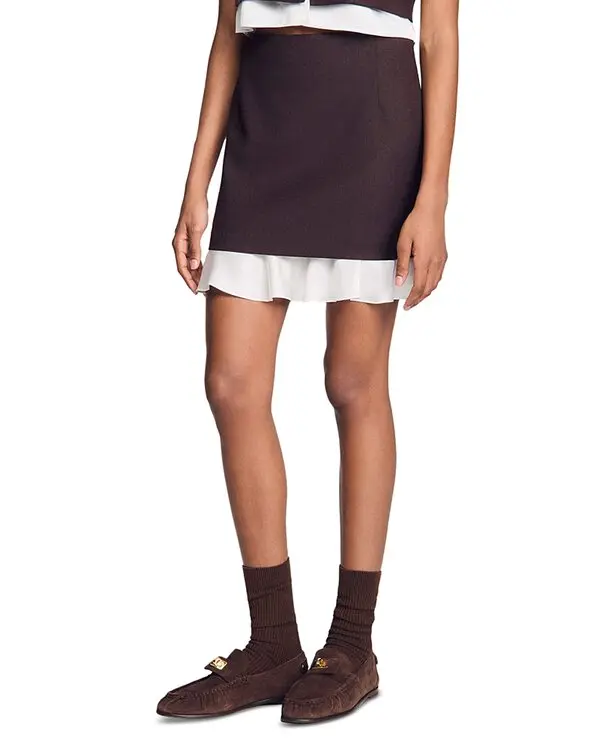 Sandro Allison Contrast Hem Mini Skirt