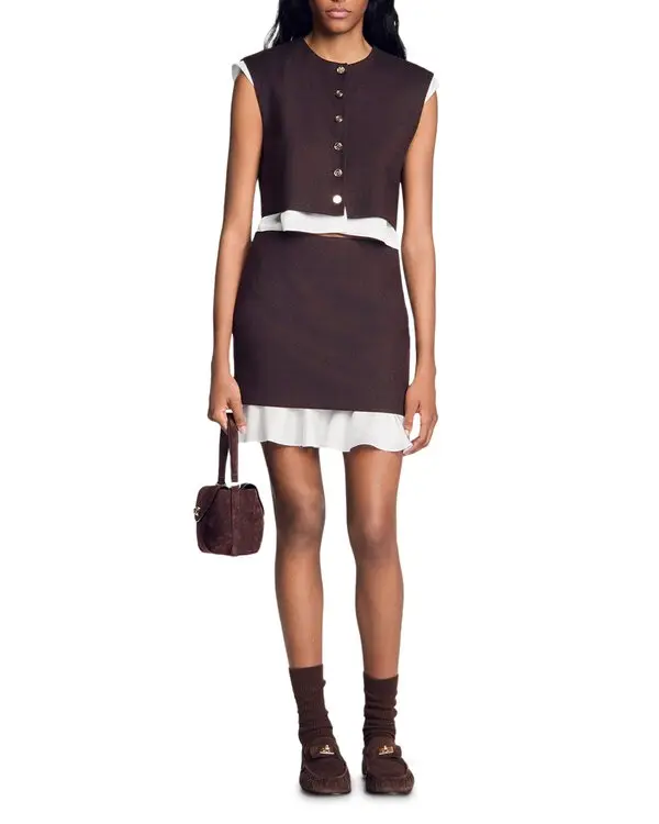 Sandro Allison Contrast Hem Mini Skirt