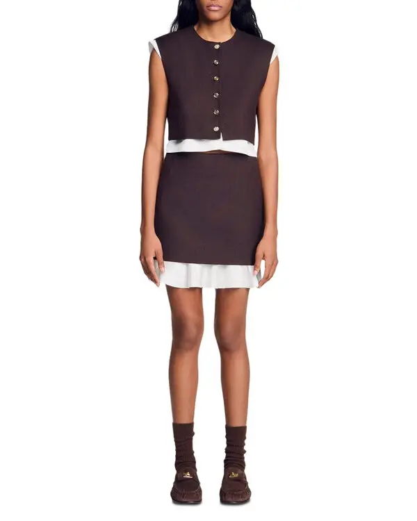 Sandro Allison Contrast Hem Mini Skirt