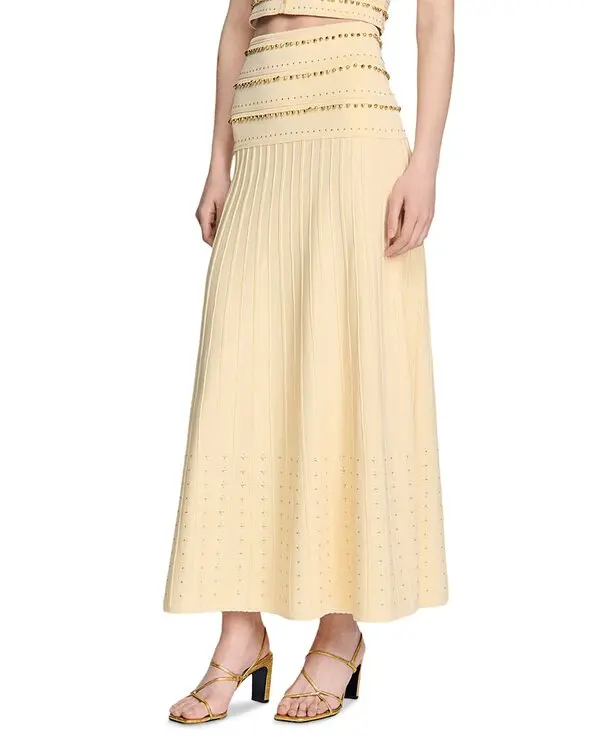 Sandro Embellished Knit Maxi Skirt