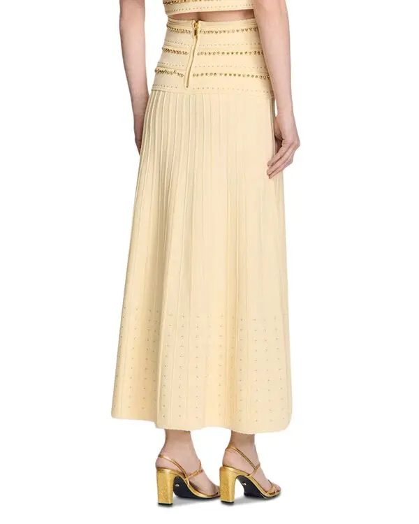 Sandro Embellished Knit Maxi Skirt