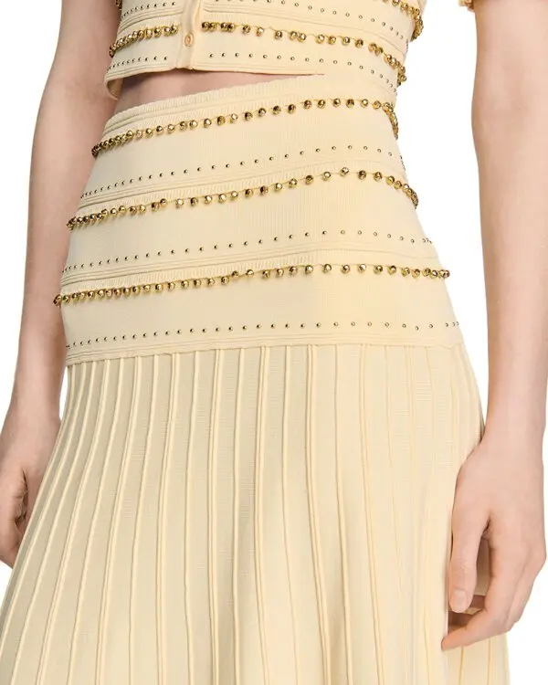 Sandro Embellished Knit Maxi Skirt