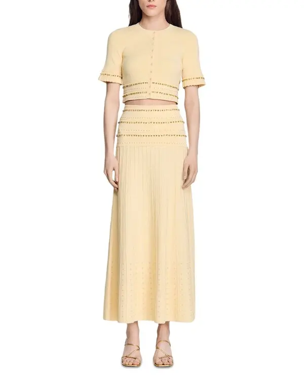 Sandro Embellished Knit Maxi Skirt