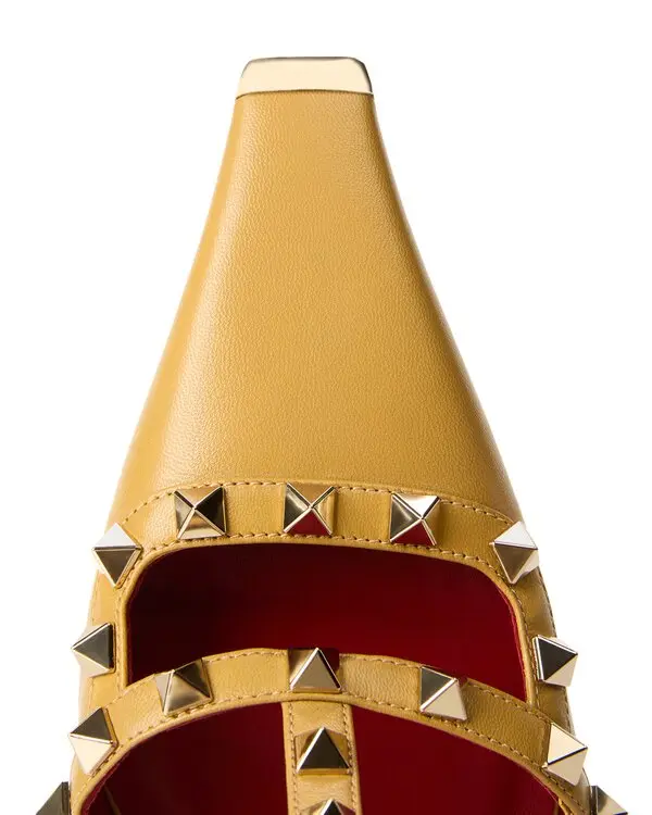 Valentino Garavani Studded Leather Ankle Strap Pumps - Dk Yellow