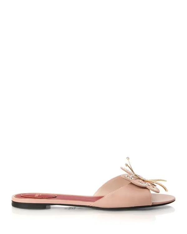 Valentino Garavani Leather Slide Sandals - Pale Rose