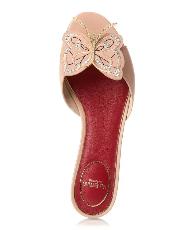 Valentino Garavani Leather Slide Sandals - Pale Rose