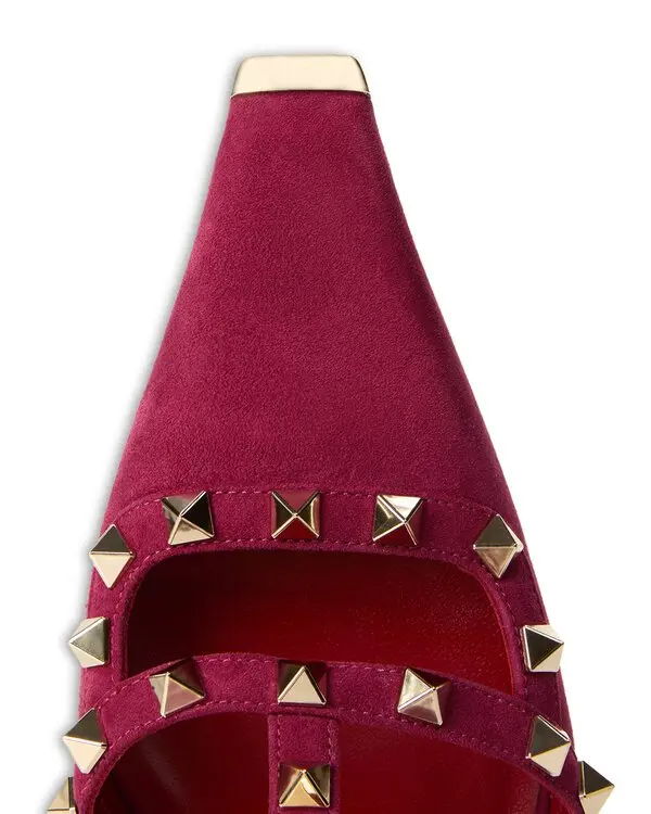 Valentino Garavani Rockstud Embellished Suede Ankle Strap Pumps
