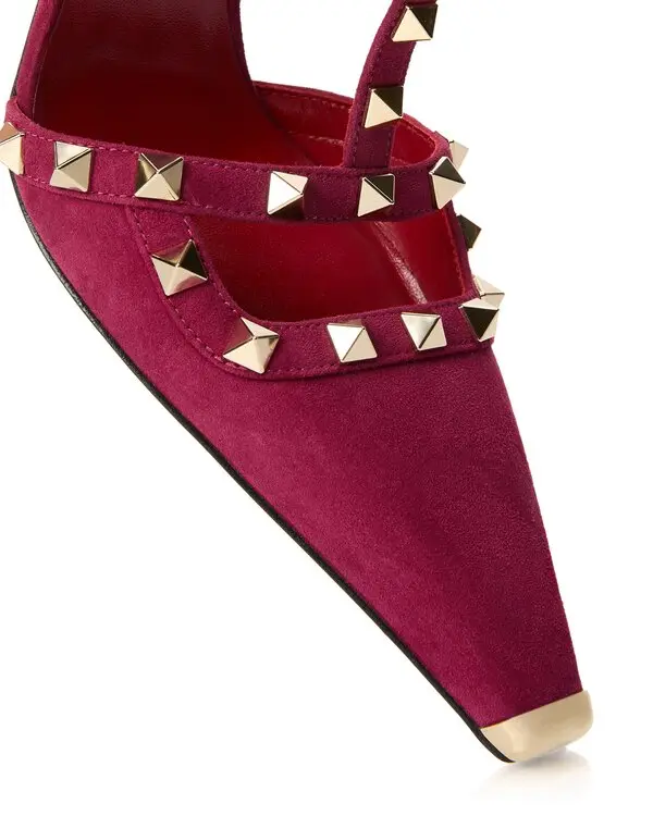 Valentino Garavani Rockstud Embellished Suede Ankle Strap Pumps