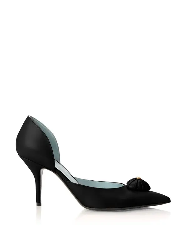 Valentino Garavani Embellished Leather D'orsay Pumps - Black