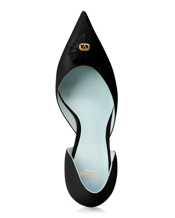 Valentino Garavani Embellished Leather D'orsay Pumps - Black