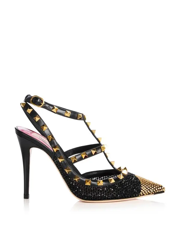 Valentino Garavani Studded Leather Ankle Strap Pumps