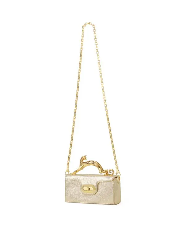 LANVIN Pencil Cat Nano Bag In Crackled Metallic Leather