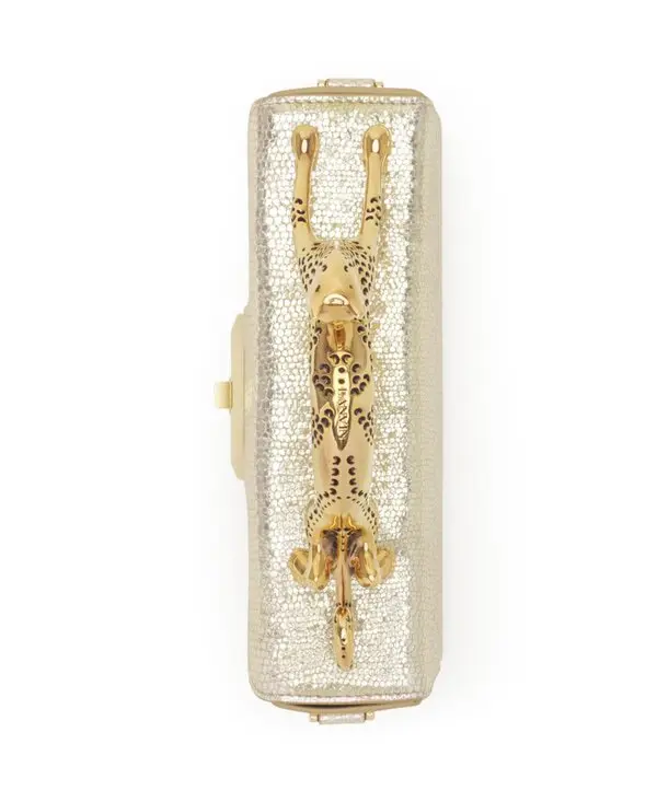 LANVIN Pencil Cat Nano Bag In Crackled Metallic Leather