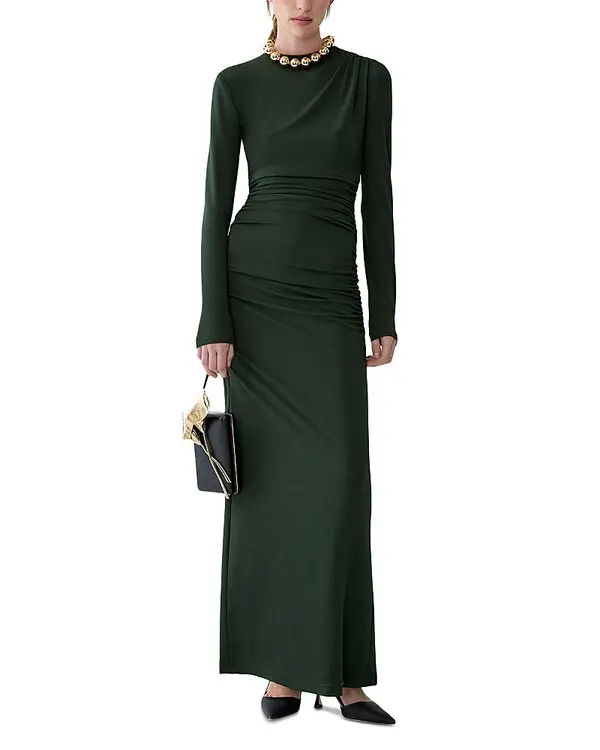 Carolina Herrera Long Sleeve Ruched Maxi Dress
