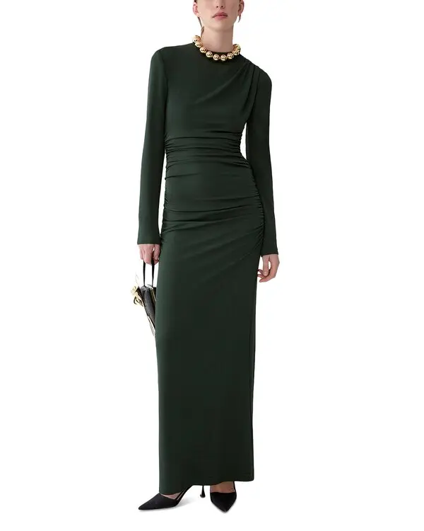 Carolina Herrera Long Sleeve Ruched Maxi Dress