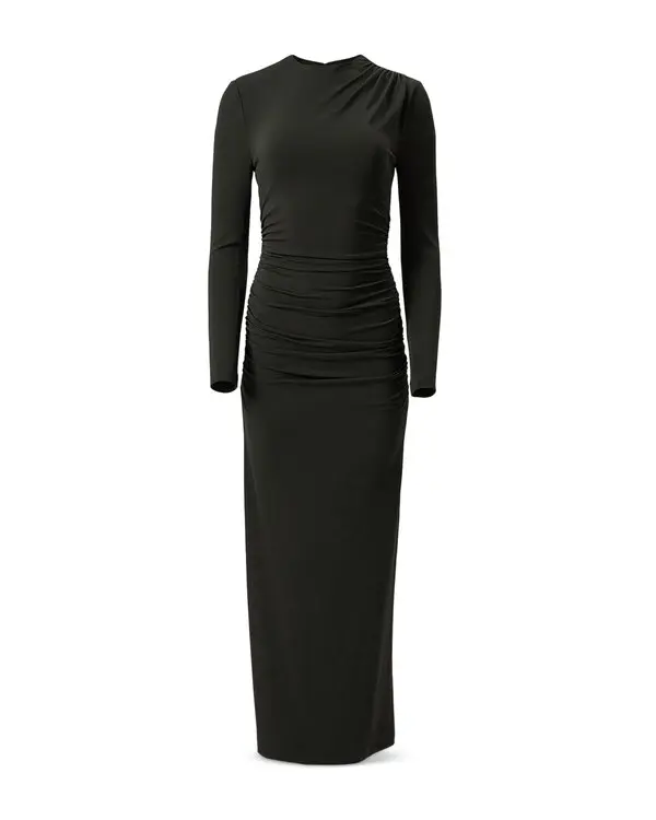 Carolina Herrera Long Sleeve Ruched Maxi Dress