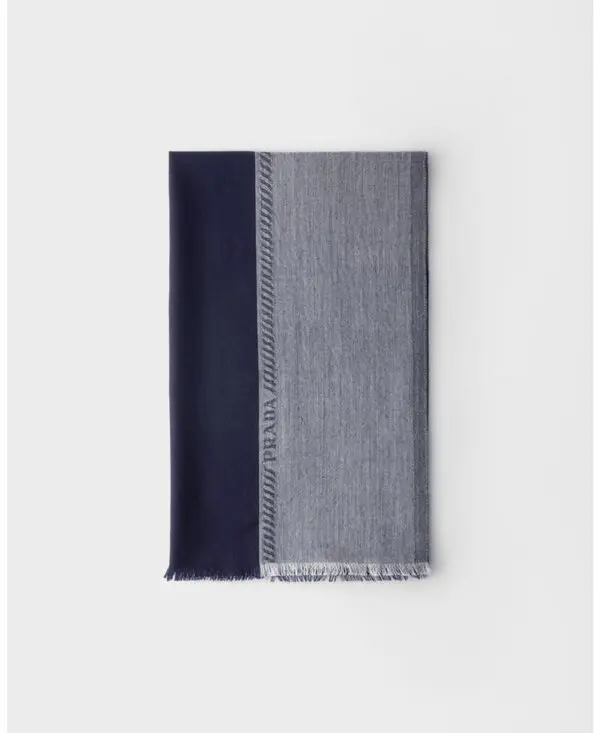 Prada Wool And Silk Stole - Blue/grey