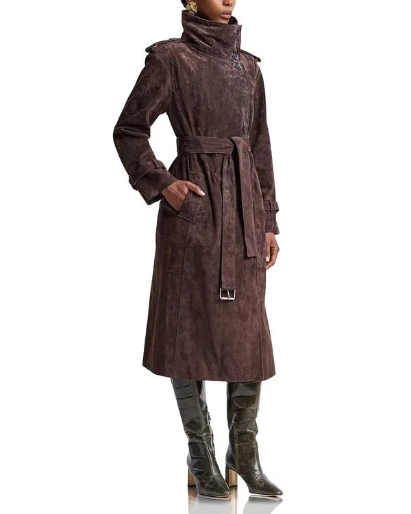 Avec Les Filles Suede Belted Trench Coat