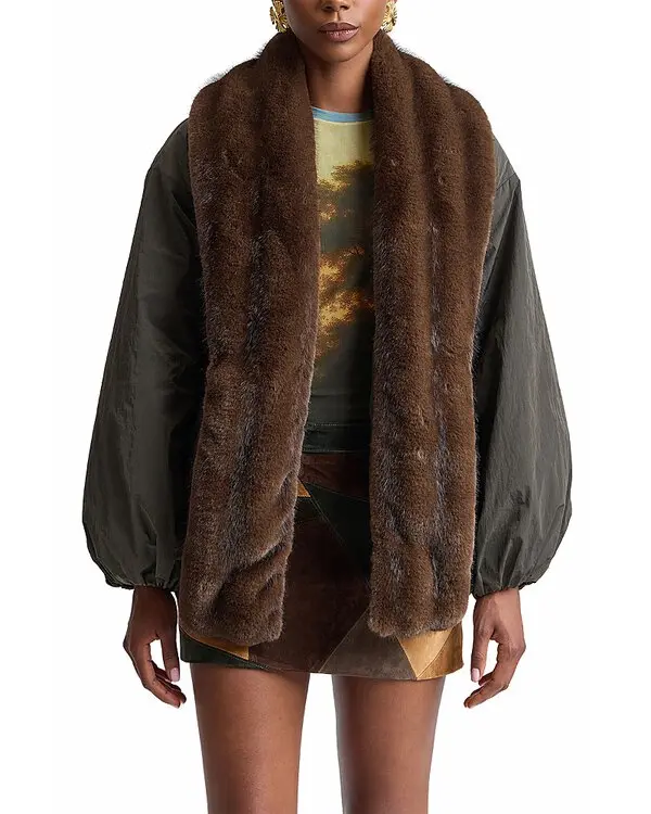 Avec Les Filles Faux Fur Trim Coat