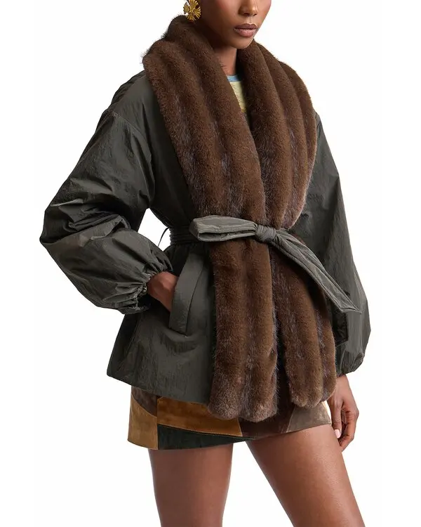 Avec Les Filles Faux Fur Trim Coat