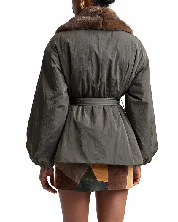 Avec Les Filles Faux Fur Trim Coat