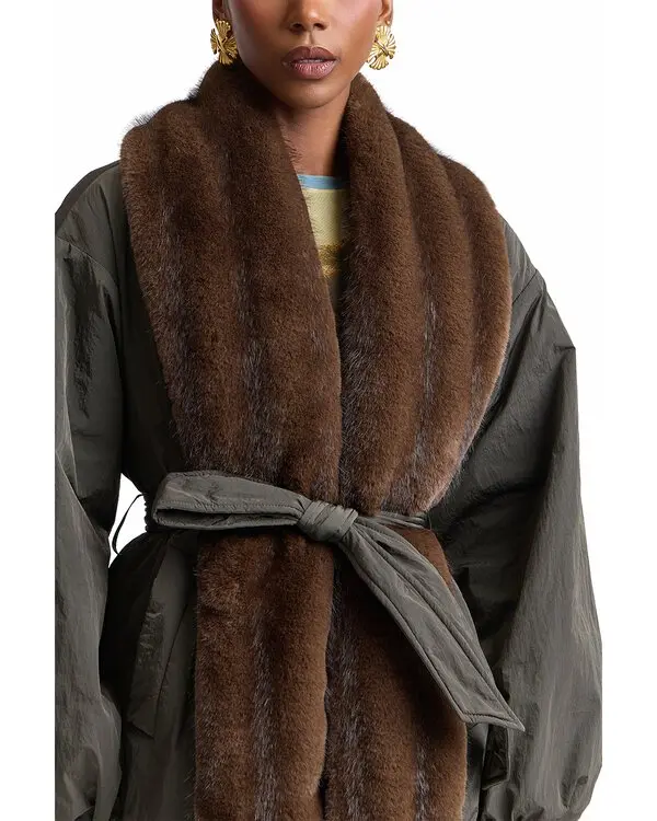 Avec Les Filles Faux Fur Trim Coat