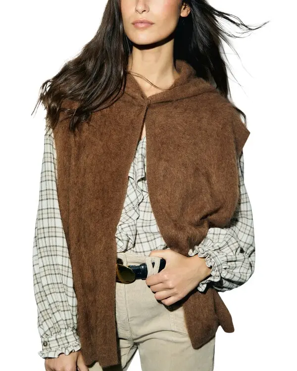 Gerard Darel Sine Cashmere Hooded Poncho