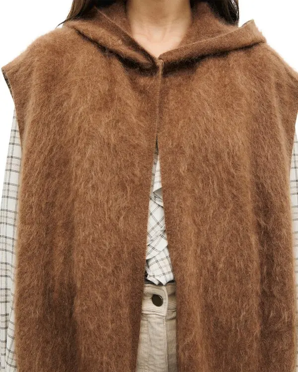 Gerard Darel Sine Cashmere Hooded Poncho