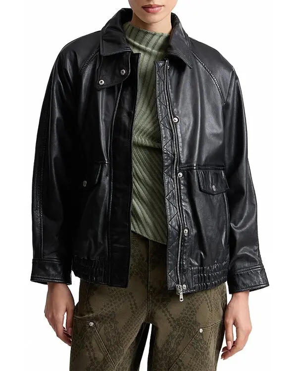 Avec Les Filles Leather Bomber Jacket