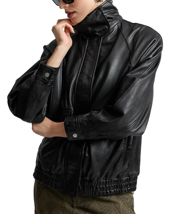 Avec Les Filles Leather Bomber Jacket