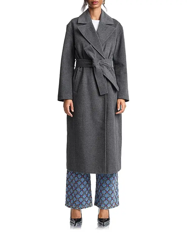Avec Les Filles Slouchy Belted Overcoat - Pebble