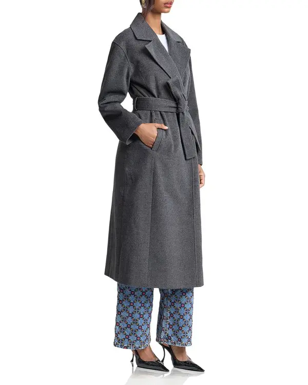 Avec Les Filles Slouchy Belted Overcoat - Pebble