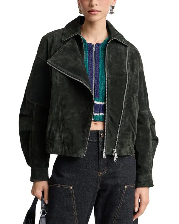 Avec Les Filles Suede Layered Bomber Jacket