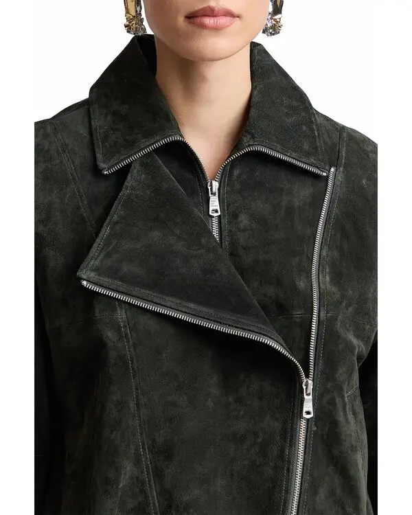 Avec Les Filles Suede Layered Bomber Jacket