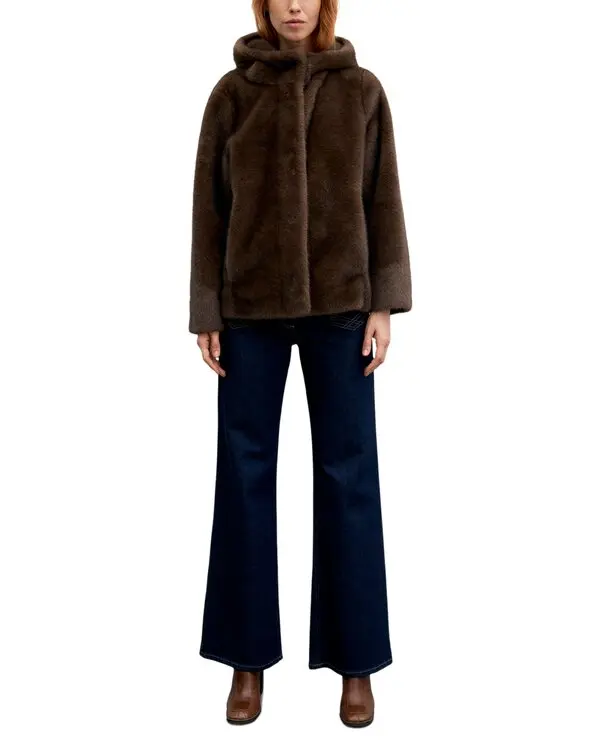 Gerard Darel Agate Hooded Faux Fur Coat