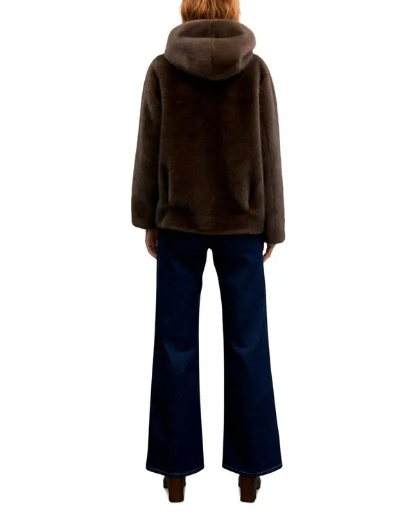 Gerard Darel Agate Hooded Faux Fur Coat