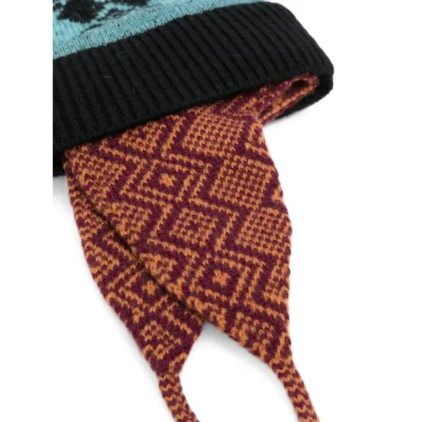 Dries Van Noten Geometric Pattern Knit Trapper Hat