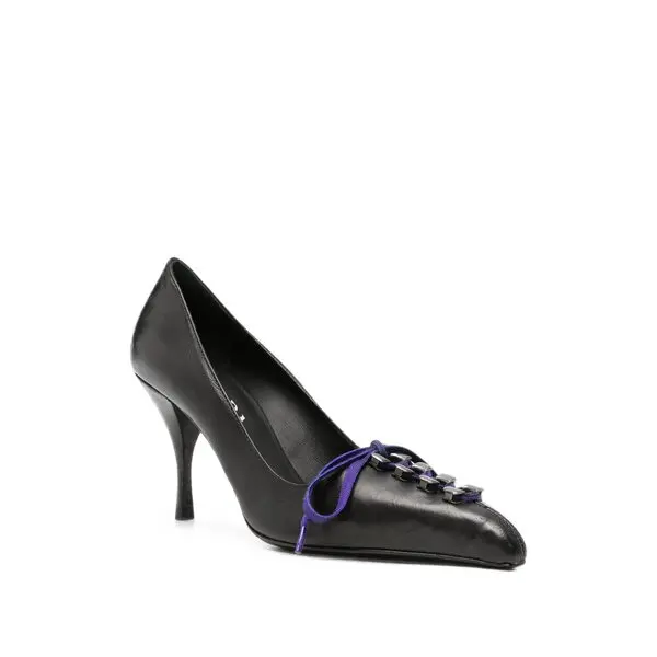 Prada Leather Pointed Toe Kitten Heel Shoes