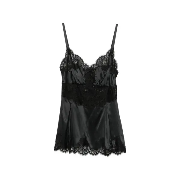 Dolce & Gabbana Satin And Lace V-neck Camisole