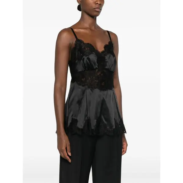 Dolce & Gabbana Satin And Lace V-neck Camisole