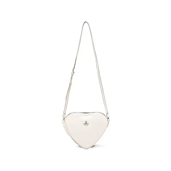 VIVIENNE WESTWOOD Calf Leather Heart Tote Bag - White