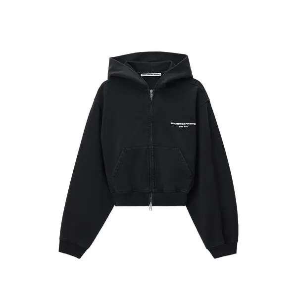 Alexander Wang Cotton Hooded Zip Up Sweatshirt